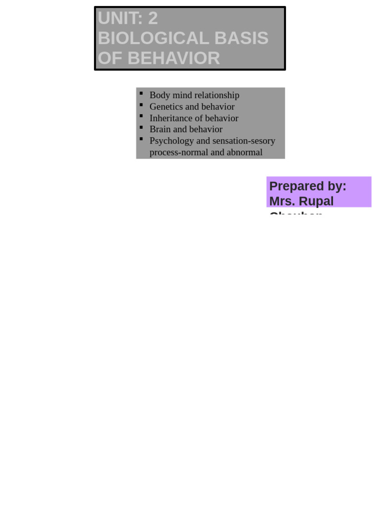 Biological Basis of Behavior-2 | PDF
