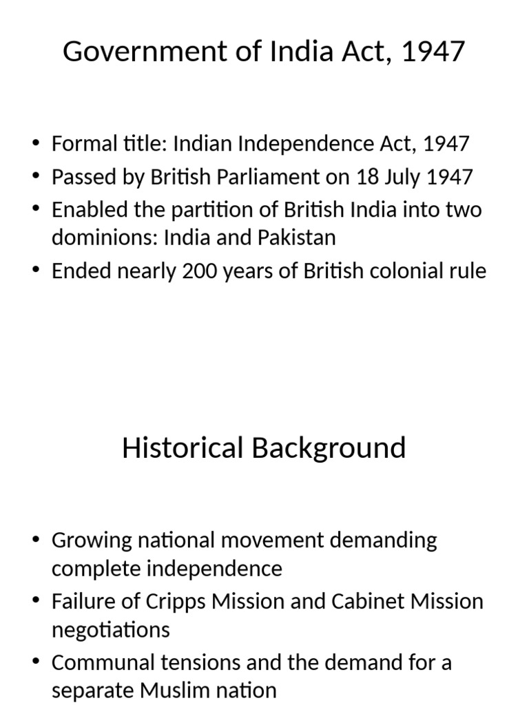 Indian Independence Act of 1947 Explained | PDF | Partition Of India ...
