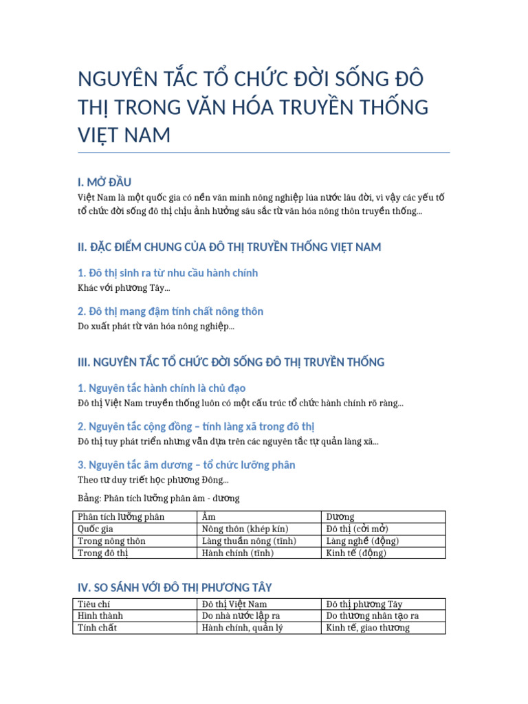 To Chuc Doi Song Do Thi Truyen Thong | PDF