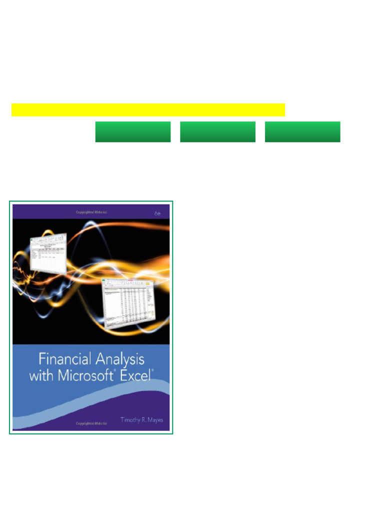 Financial Analysis with Microsoft Excel 6th Edition Timothy R. Mayes ...