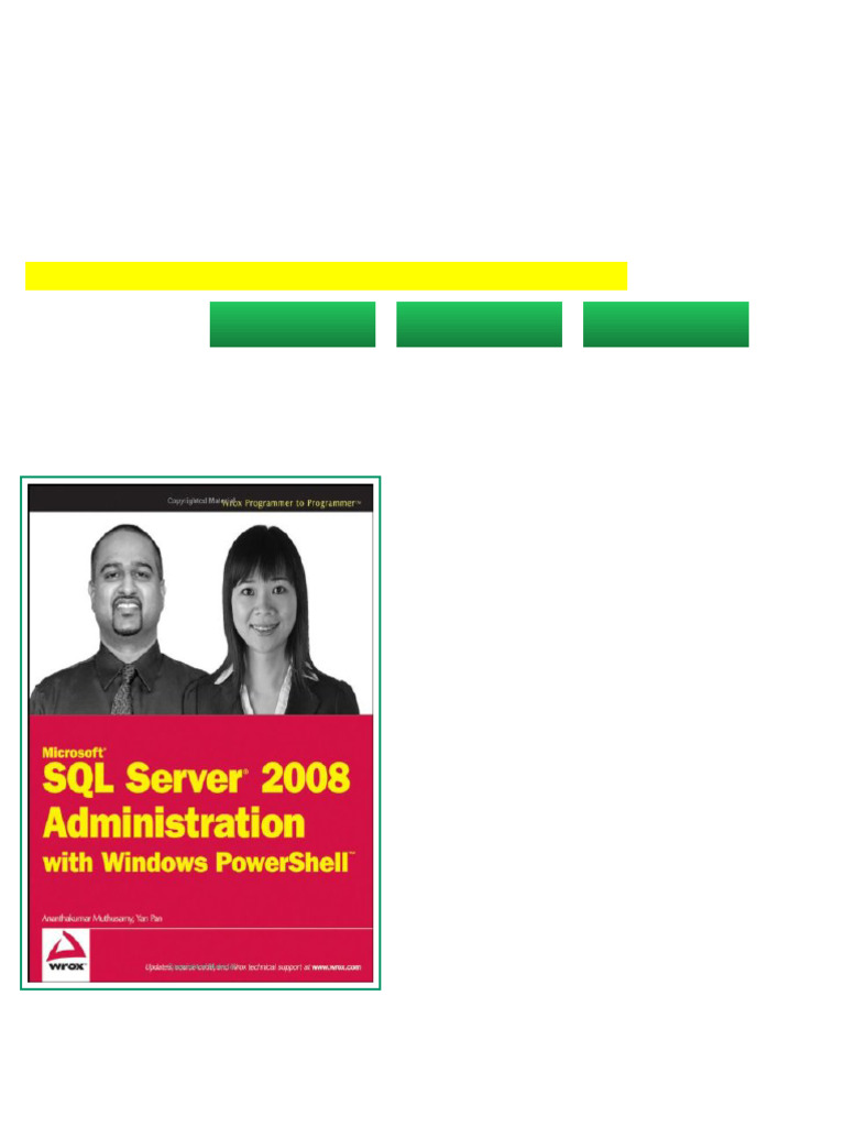 Microsoft SQL Server 2008 Administration with Windows PowerShell 1st Edition Ananthakumar ...