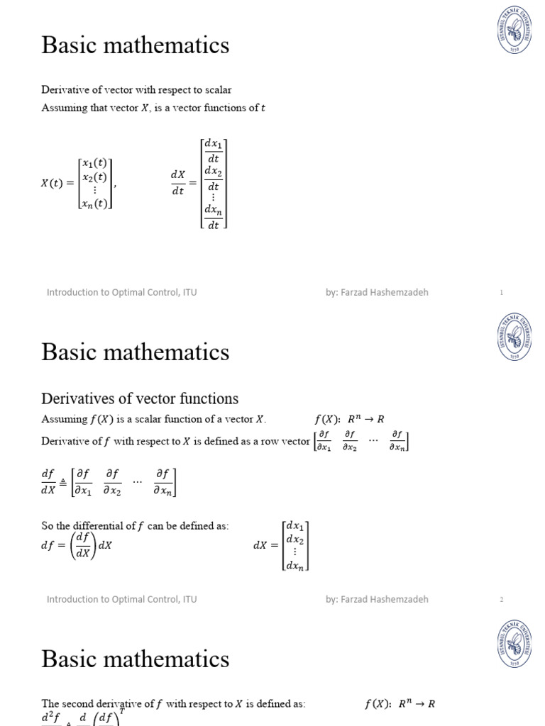 Introduction To Optimal Control (Session #3) | PDF | Basis (Linear ...