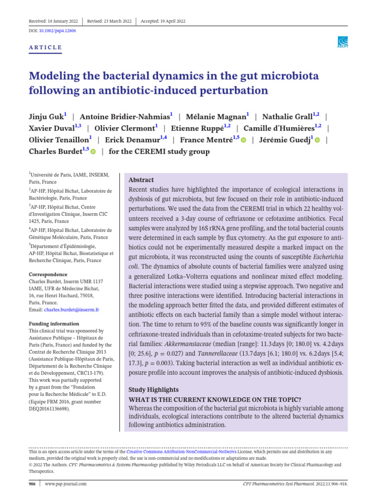 Modeling the bacterial dynamics in the gut microbiota | PDF | Microbiota | Errors And Residuals