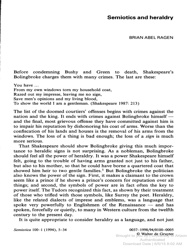 Semiotics and Heraldry (RAGEN, BRIAN ABEL) (Z-Library) | PDF | Heraldry ...