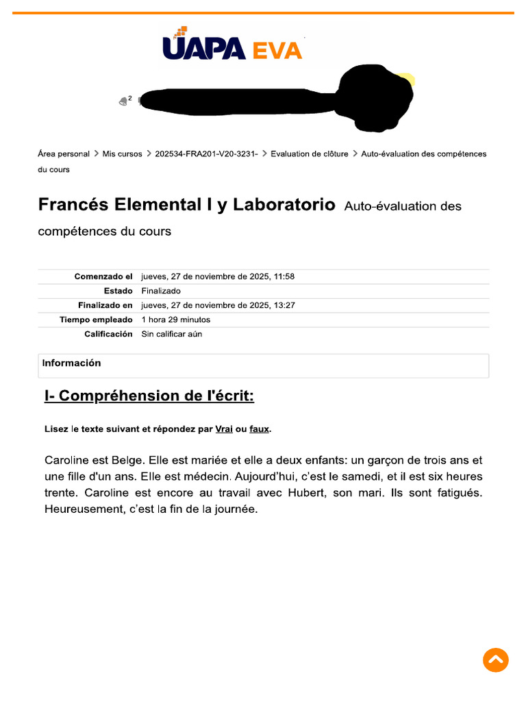 Francés Elemental I y Laboratorio - Autoévaluation Des Compétences Du ...