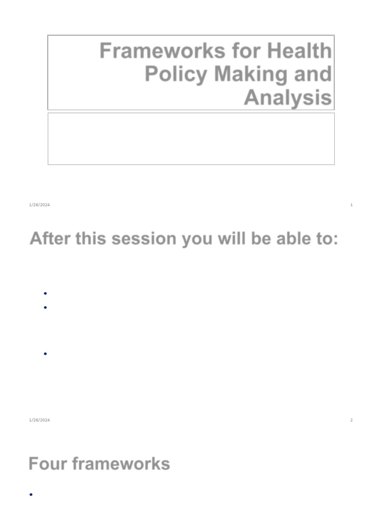 Health Policy Frameworks Explained | PDF | Policy | Decision Making