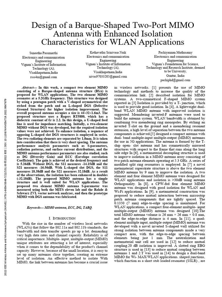 Barque-Shaped MIMO Antenna Design | PDF | Antenna (Radio) | Mimo