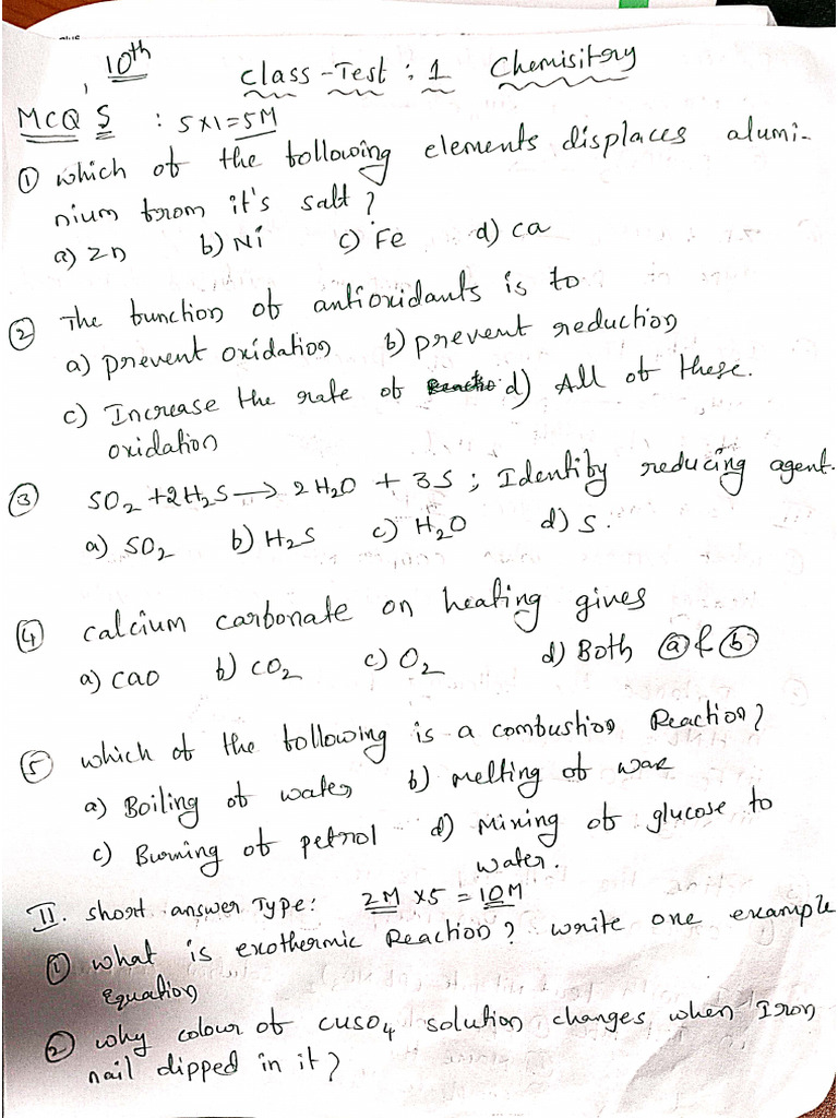 Chemistry Test | PDF
