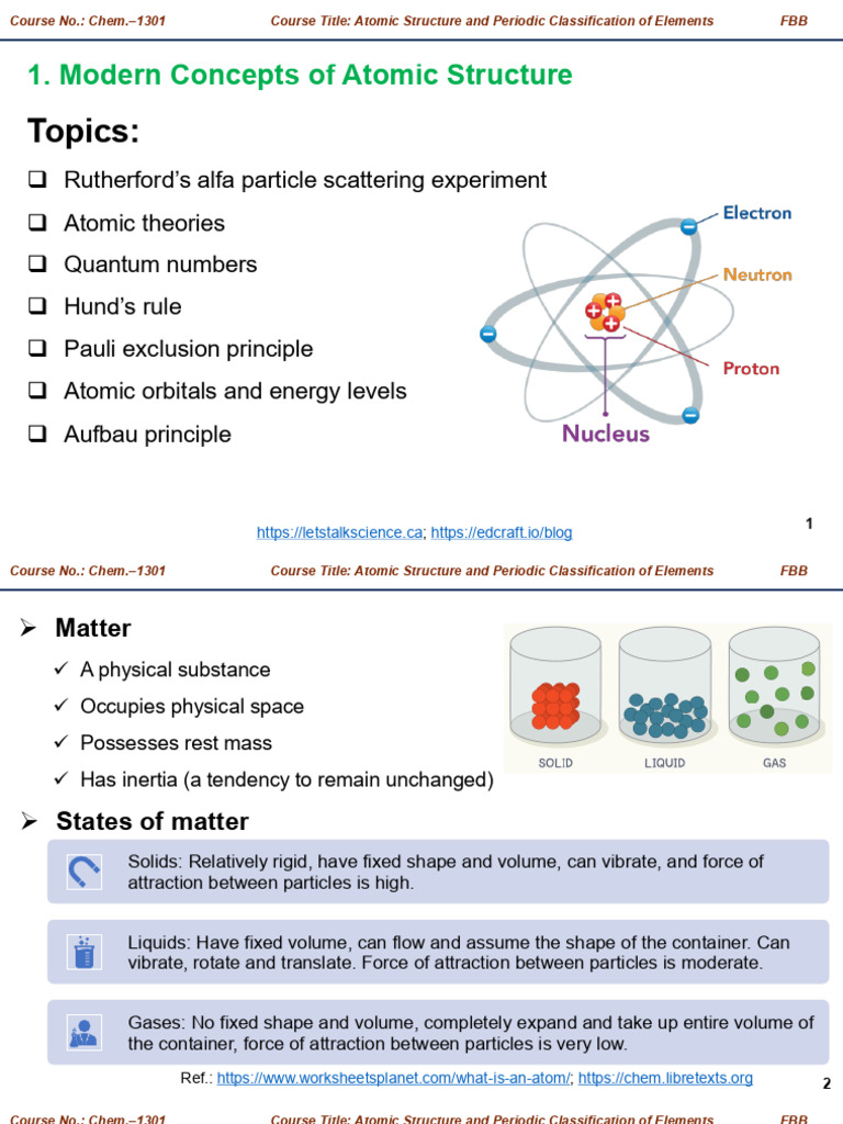 Chem-1301 Foni Sir Class Slide | PDF | Atomic Orbital | Atoms