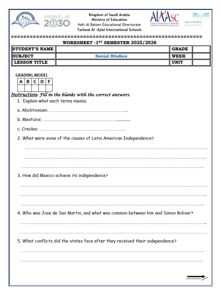 Social Studies Worksheet Quiz 8-9 | PDF | European Colonization Of The ...