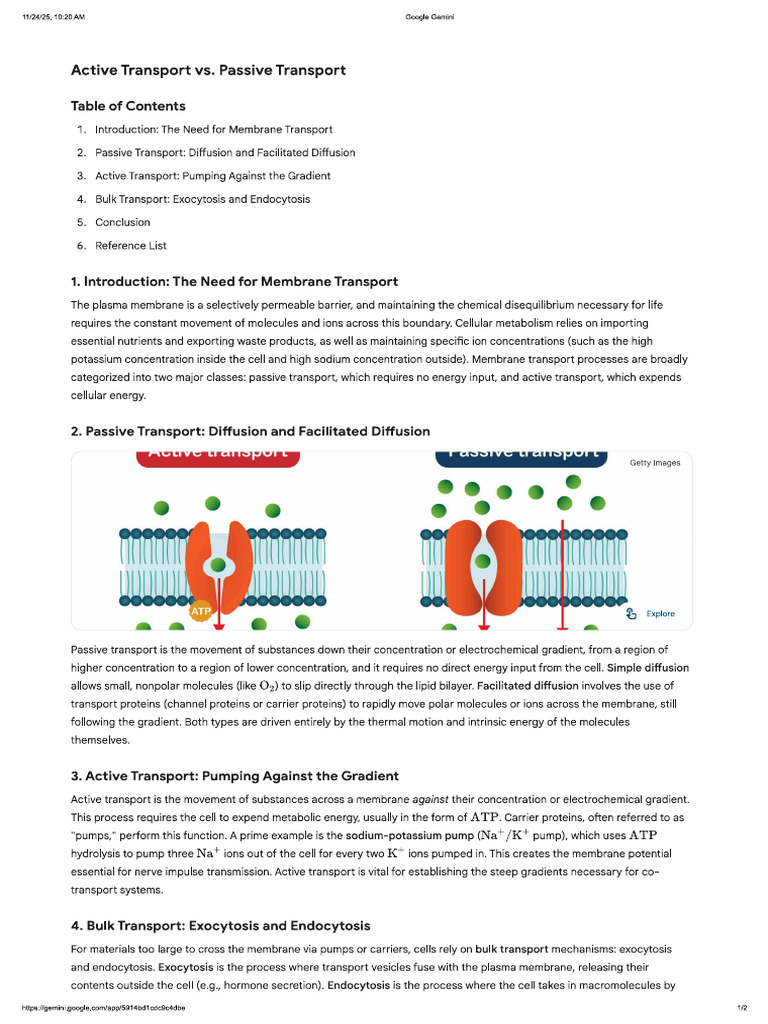 Active Transport vs. Passive Transport | PDF