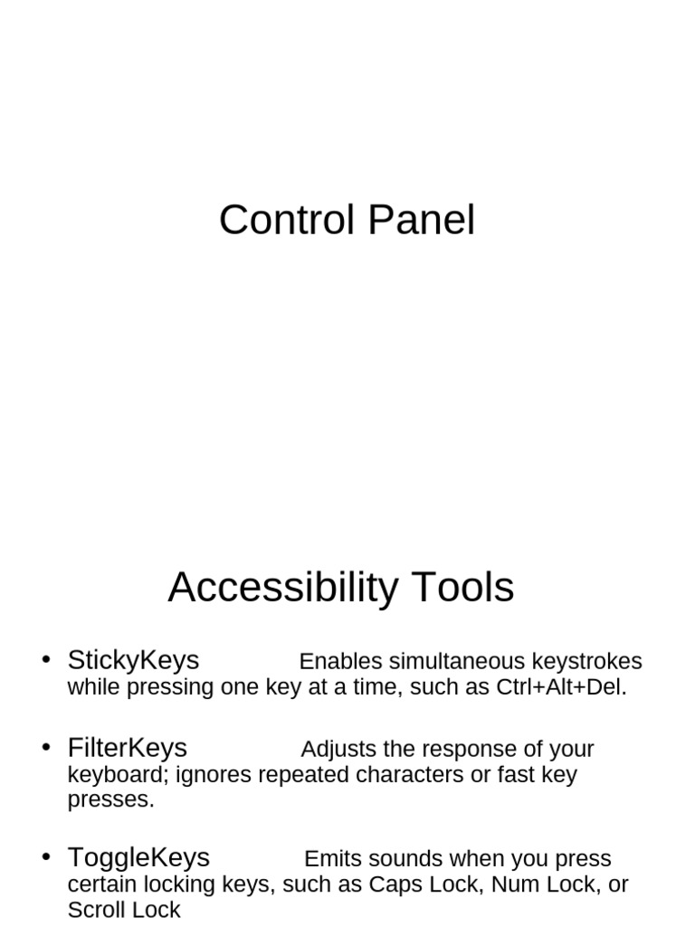 7 Control Panel | PDF | Computer Keyboard | Operating System Families