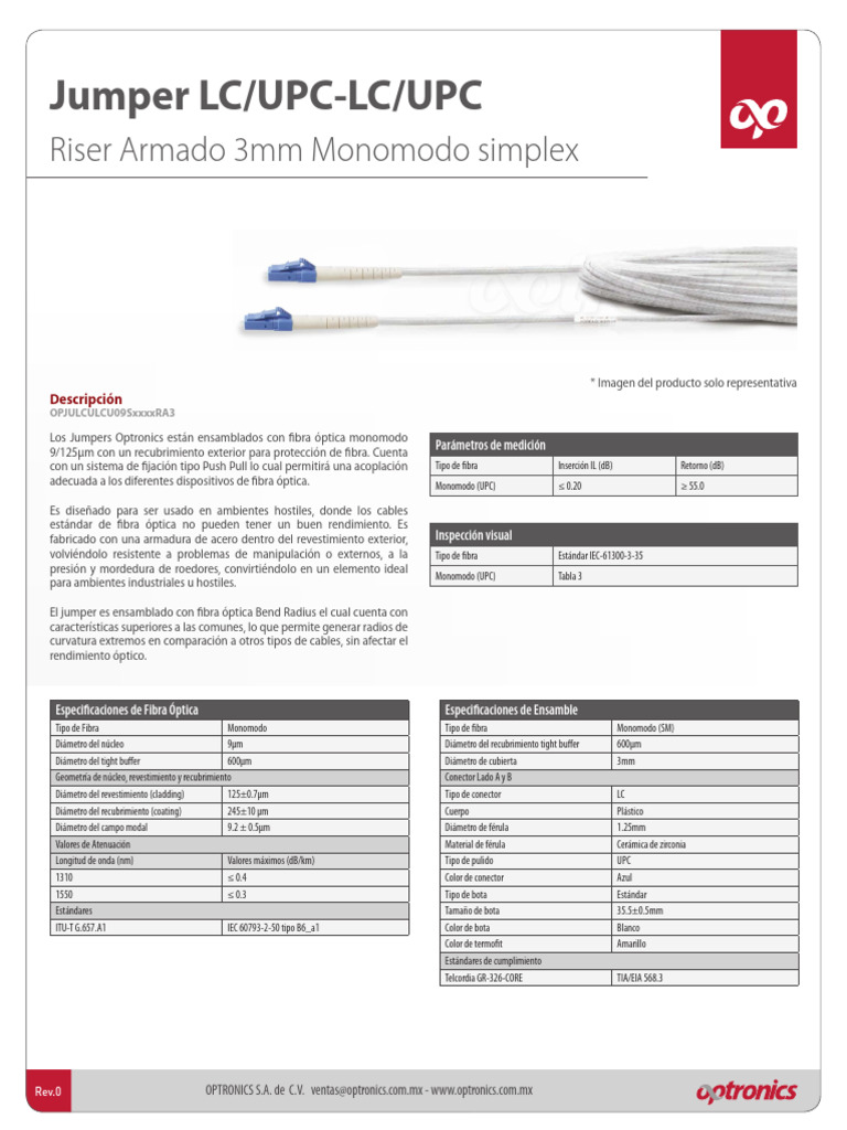 19 Jumper LCU-LCU SM Simplex Riser Armado 3mm - Alcatel 1AB 34909 XXXX ...