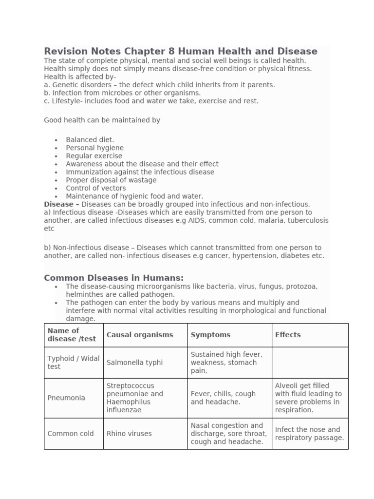 Human Health and Disease Overview | PDF | Immune System | Lymphocyte