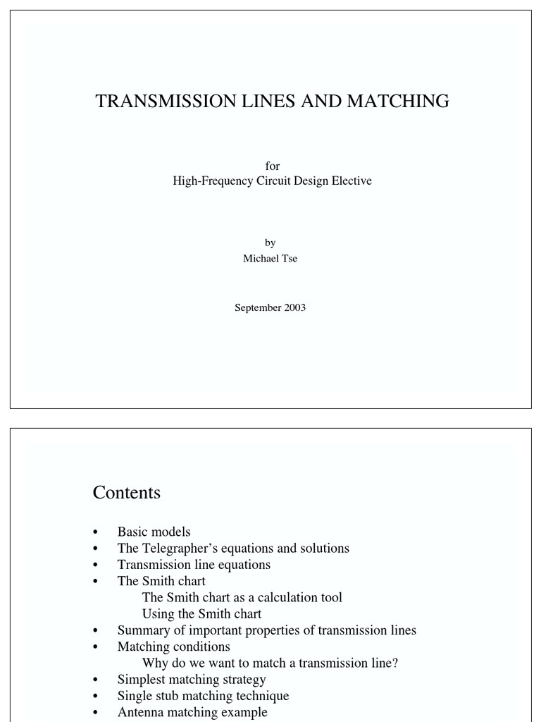 Transmission Line Matching Techniques | PDF