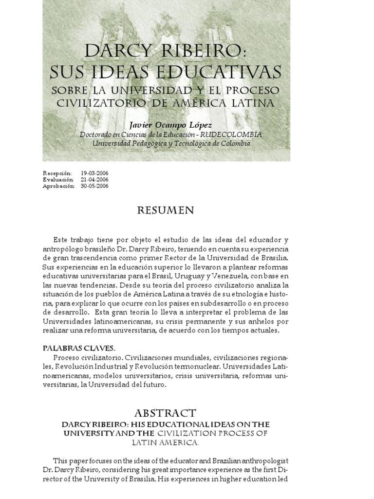 Ideas educativas de Darcy Ribeiro | PDF | Universidad | America latina