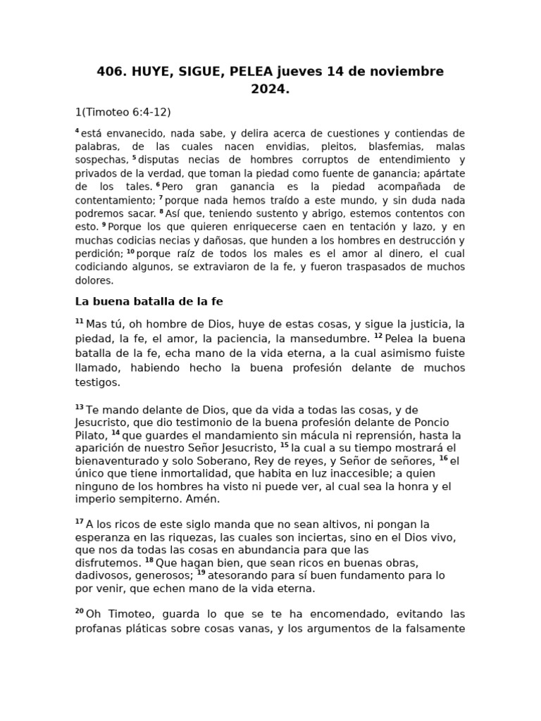 HUYE, SIGUE, PELEA Jueves 14 de Noviembre 2024. | PDF | Fe | Amor