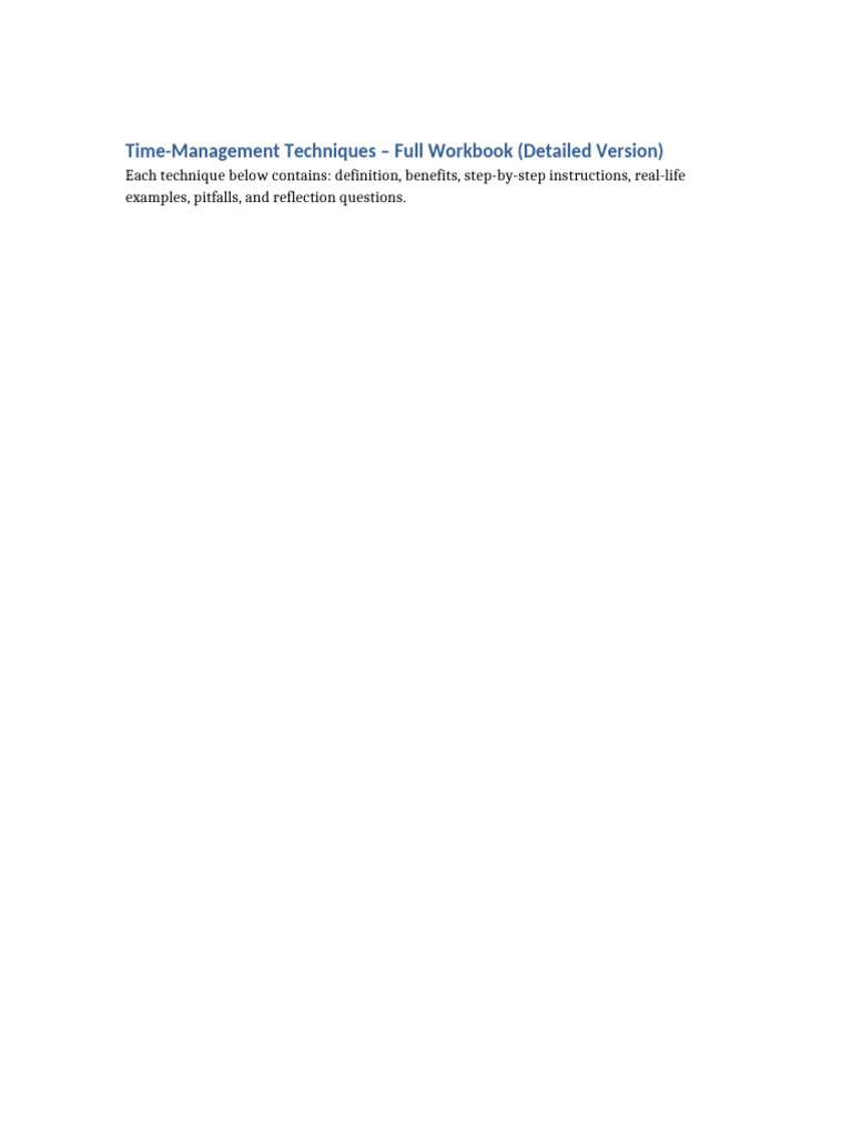 Time Management Workbook Outline Student 16.11 | PDF | Time Management ...