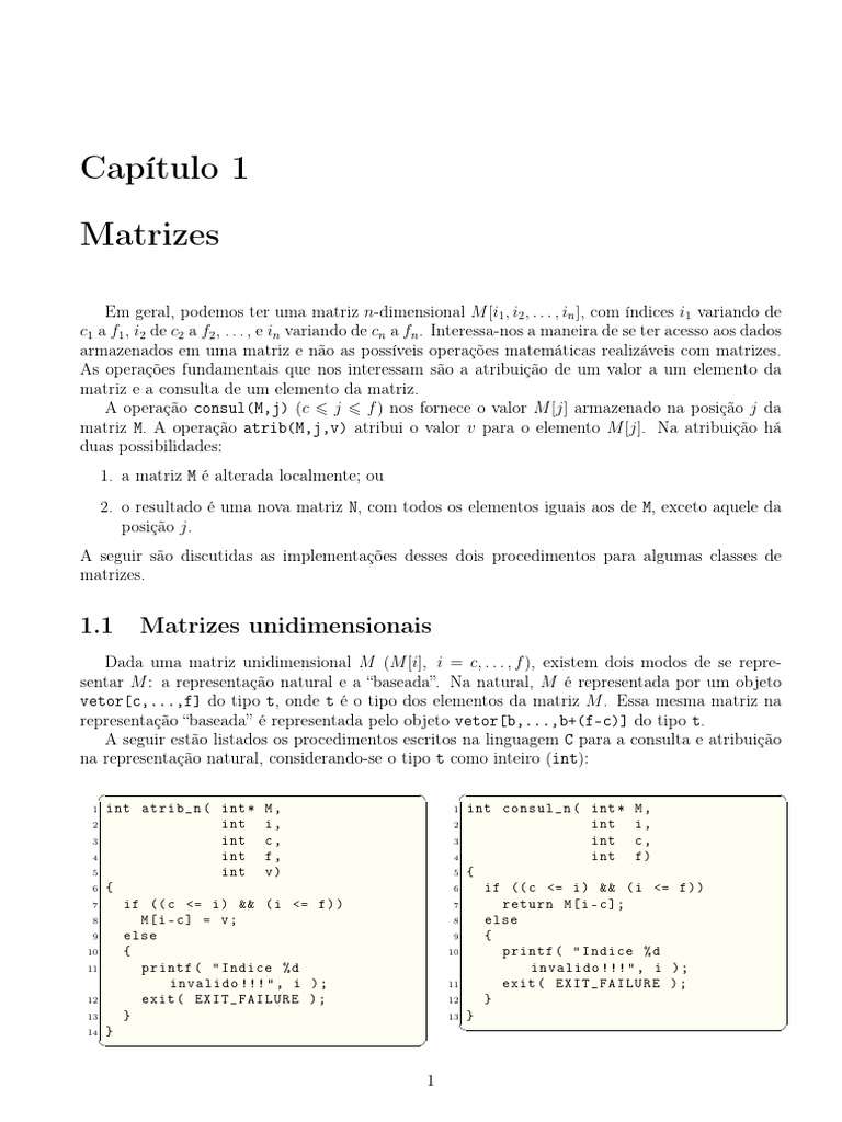 Acesso e Manipulação de Matrizes em C | PDF | Matriz (Matemática ...
