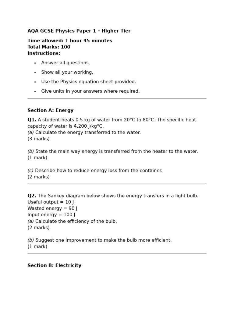 AQA GCSE Physics Paper 1 Mock Exam | PDF | Radioactive Decay | Radiation