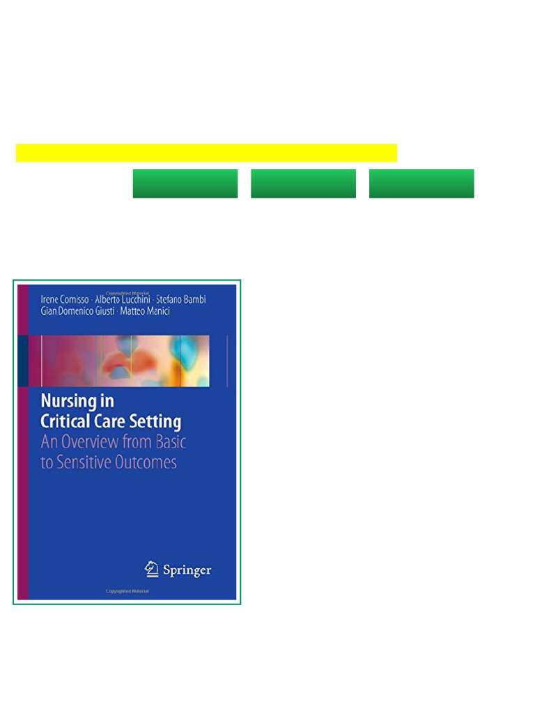 Nursing in Critical Care Setting: An Overview from Basic to Sensitive ...