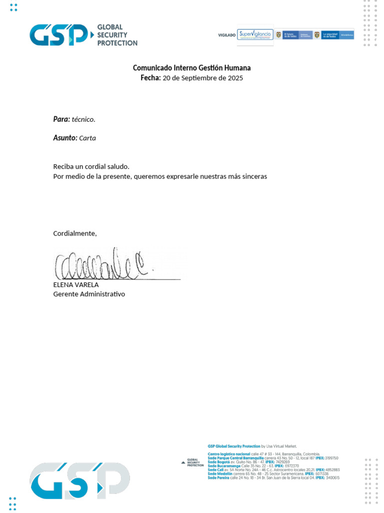 Comunicado Interno de Gestión Humana | PDF