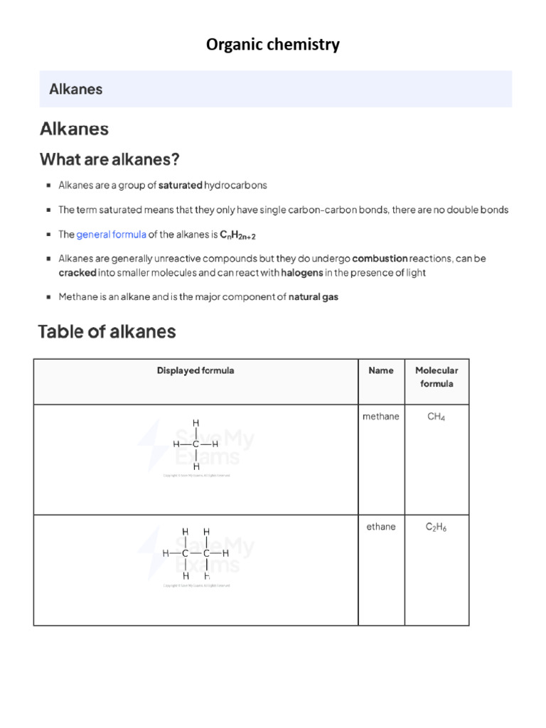 Alkanes Notes | PDF