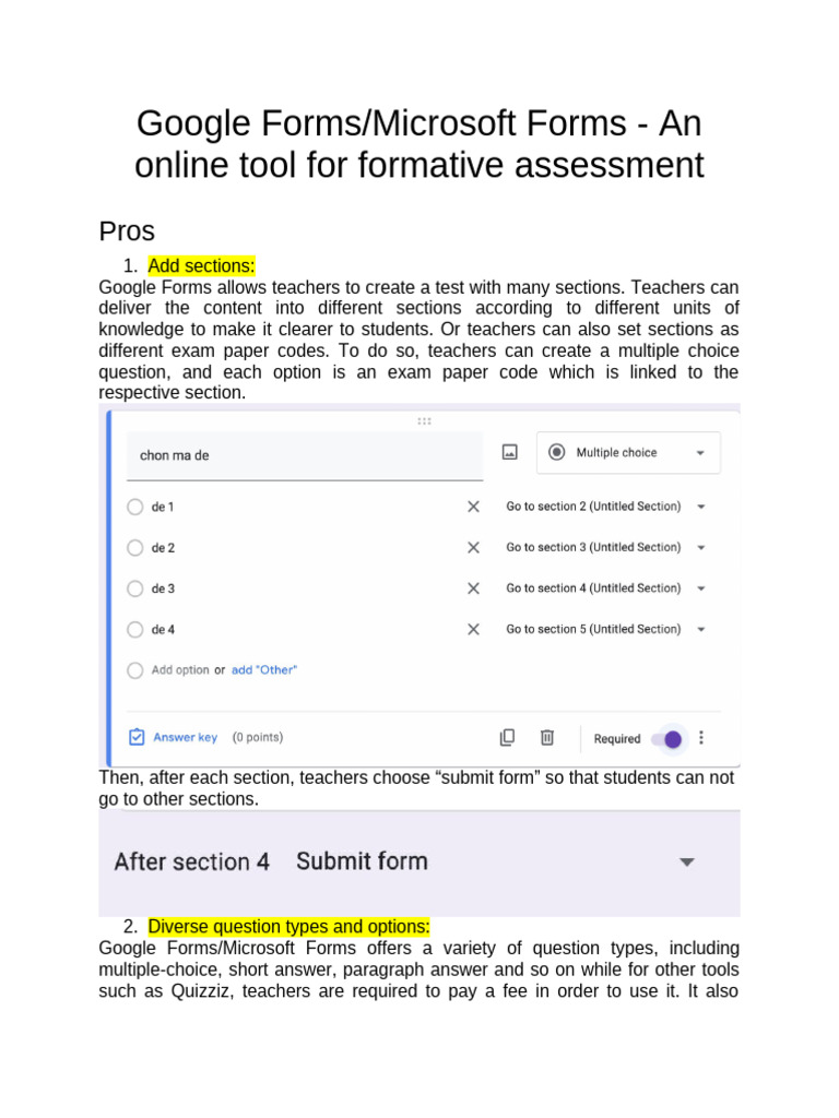 Google Forms vs Microsoft Forms for Assessments | PDF