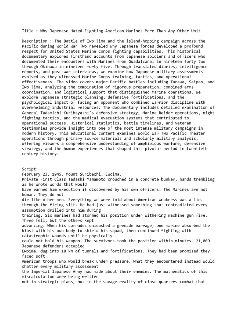 Script 1 | PDF | United States Marine Corps | Pacific War