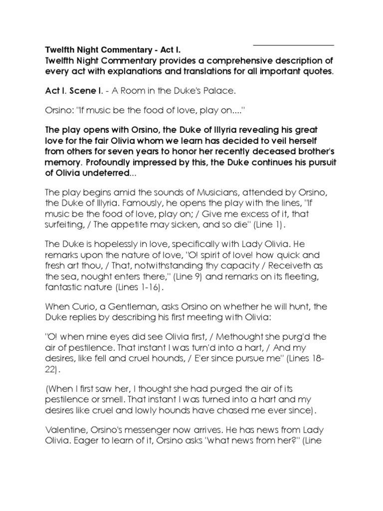 Twelfth Night Act I Insights | PDF | Twelfth Night