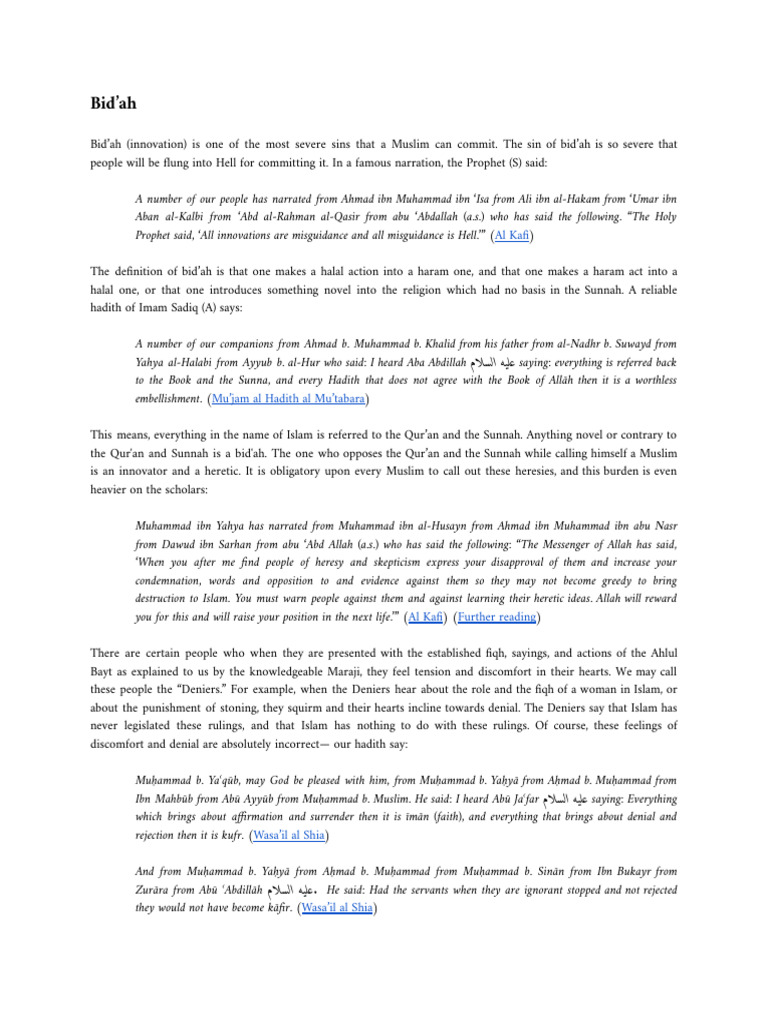 Bid'ah | PDF | Hadith | Muhammad
