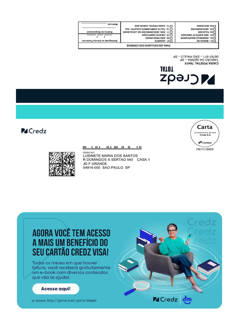 Fatura do Cartão Credz - Novembro 2025 | PDF