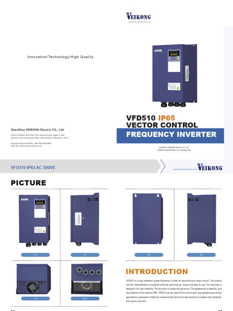 VEIKONG VFD510 VFD IP54 Protection Level Brochure | PDF | Electricity ...