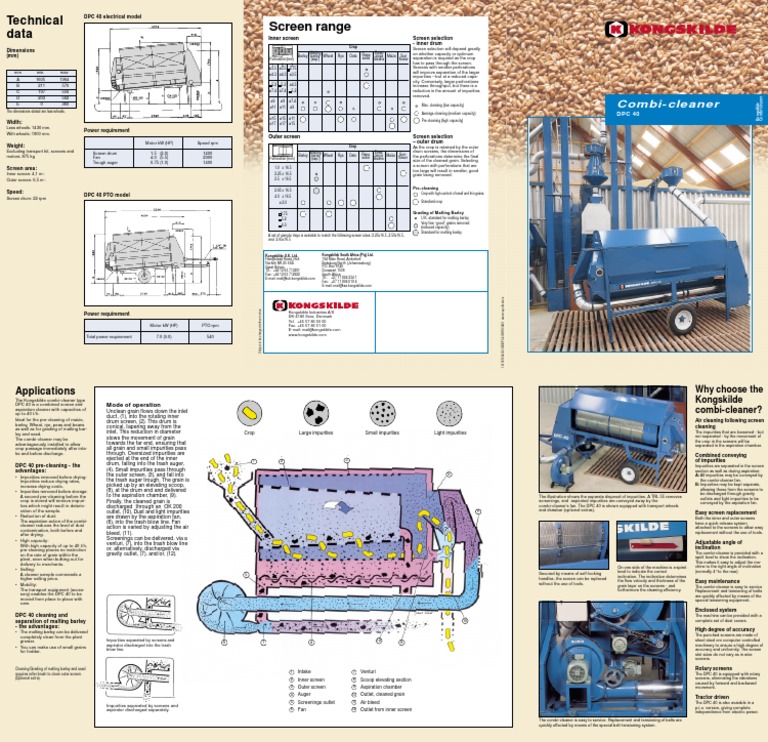 Kongskilde DPC 40 Combi-Cleaner Overview | PDF | Malt | Oat