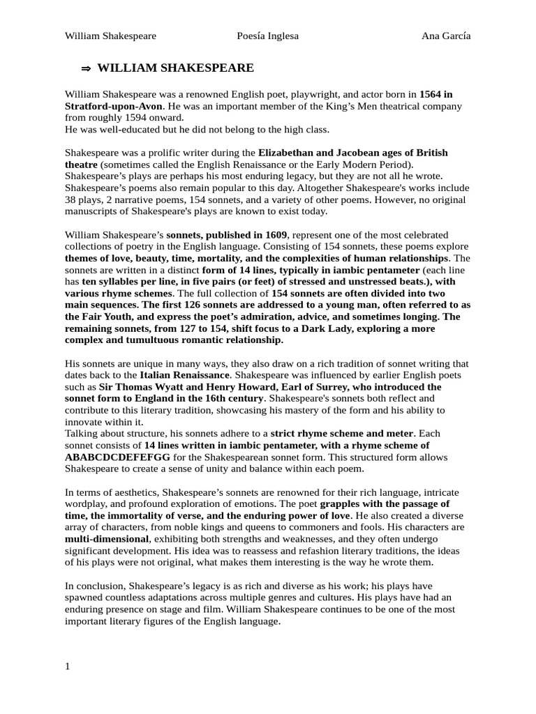 William Shakespeare | PDF | Poetry | Shakespeare's Sonnets