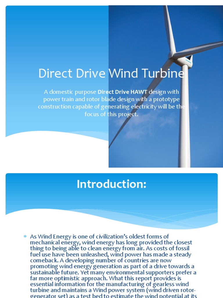 Direct Drive Wind Turbine Project Overview | PDF | Wind Power | Wind ...