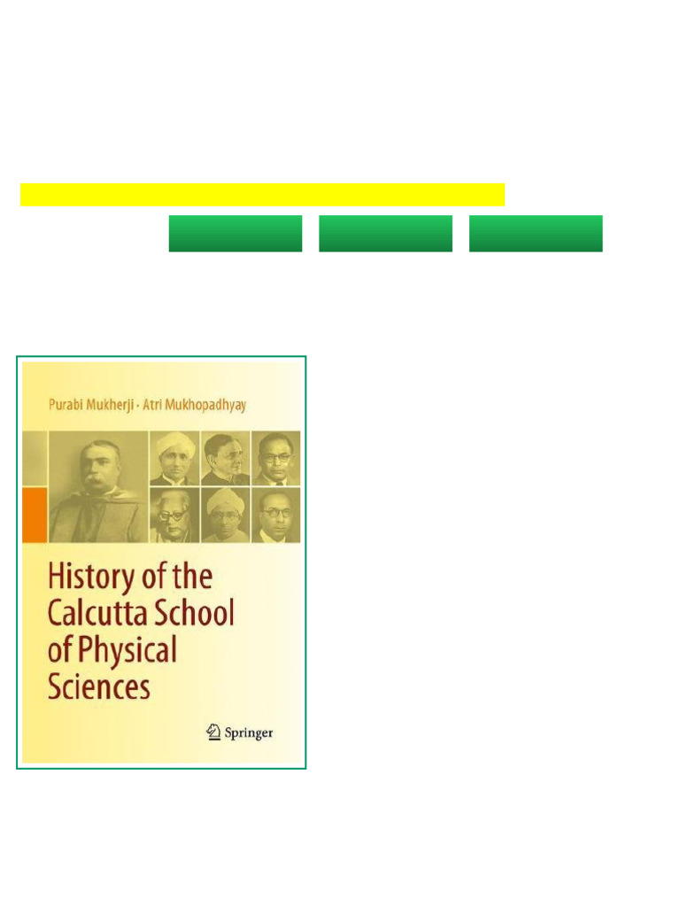 History of the Calcutta School of Physical Sciences Purabi Mukherji ...