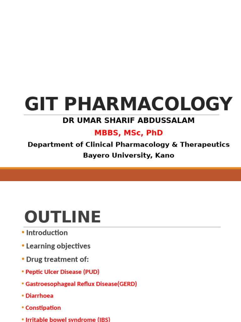 GIT PHARMACOLOGy STUDENTS NOVEMBER 2025 | PDF | Gastroesophageal Reflux ...
