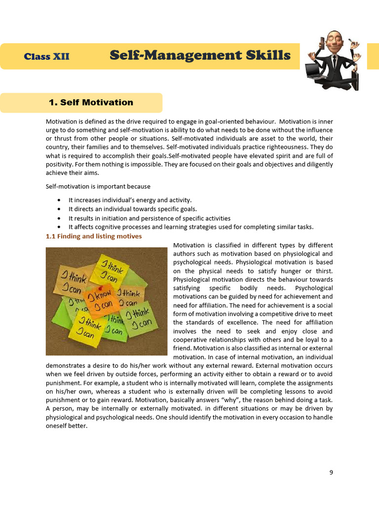 GR 12 Self Management Skills | PDF | Motivational | Motivation