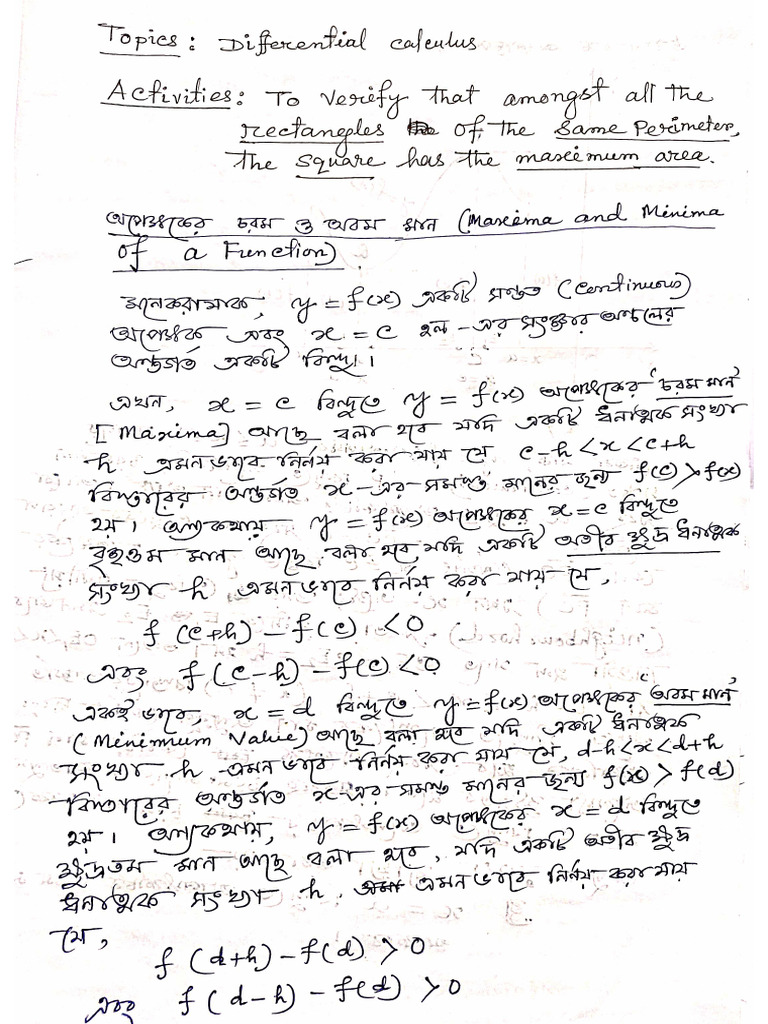 Differential Calculus (Maxima & Minima) | PDF
