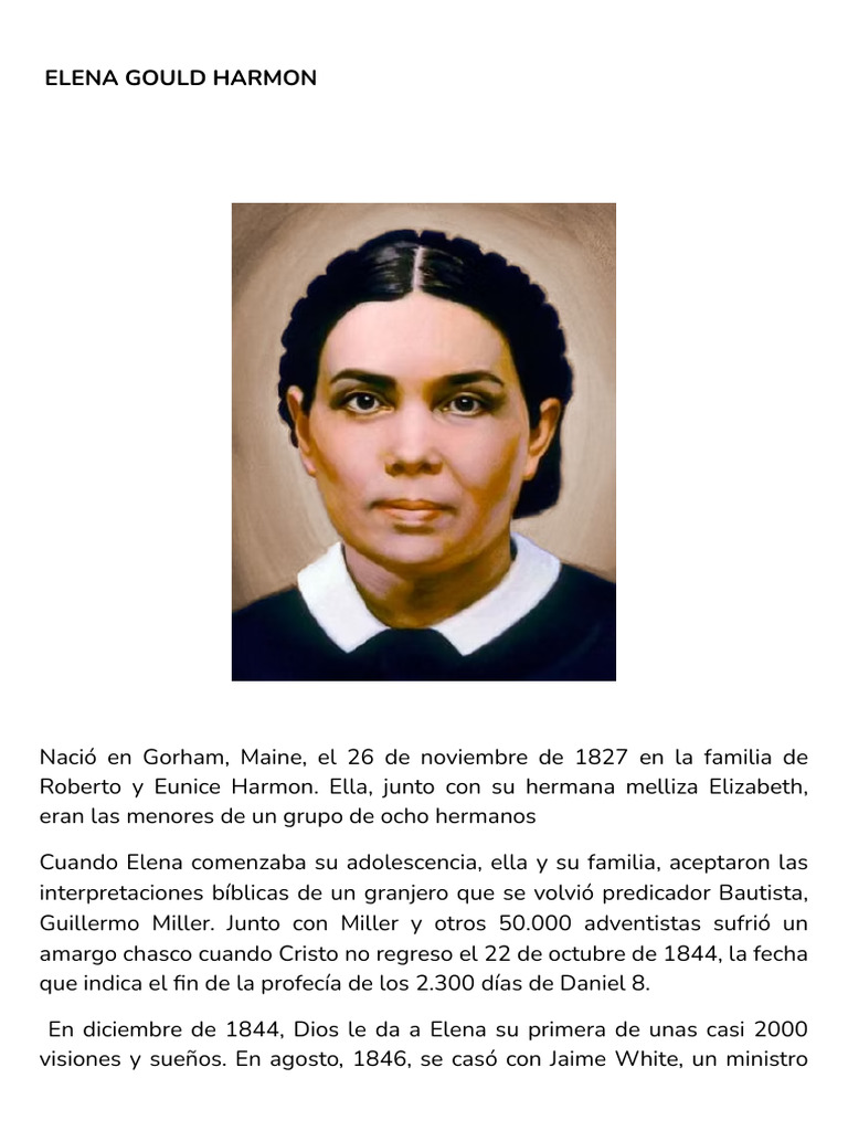 Elena Gould White. | PDF | Iglesia Adventista del Séptimo Día | Adventismo