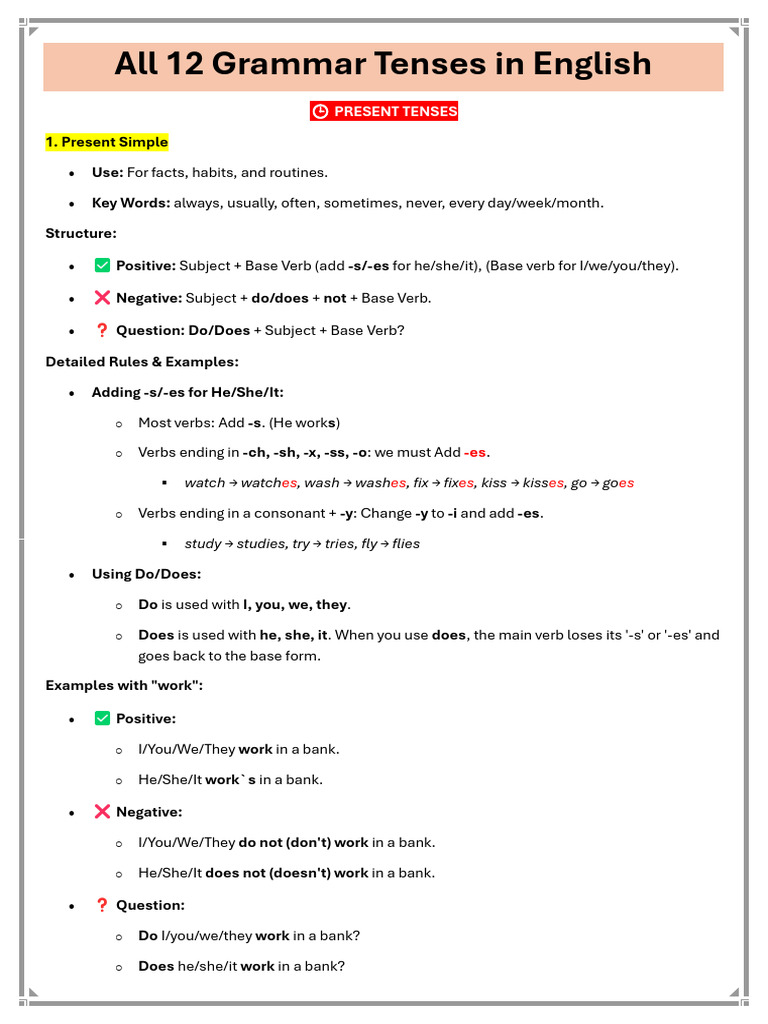 Mastering English Grammar Tenses | PDF | Grammatical Tense | Perfect ...