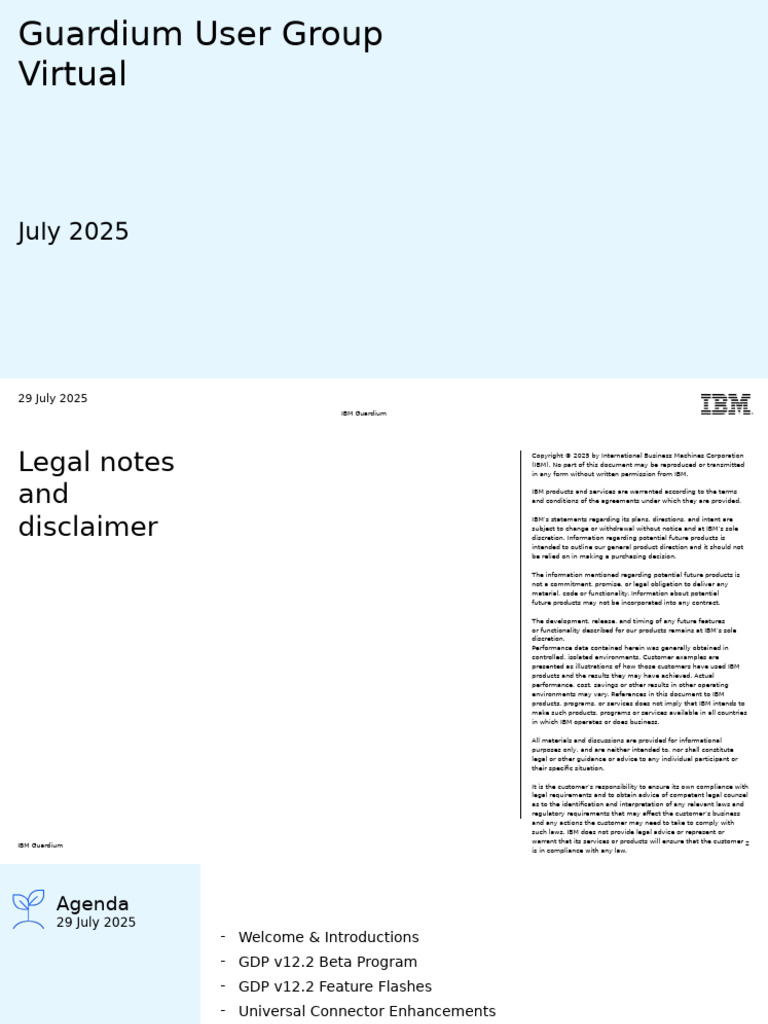 IBM Guardium User Group Agenda 2025 | PDF | Information Technology ...