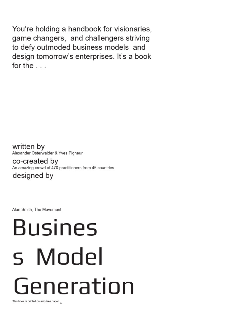 Business Model Generation Handbook | PDF | Business Model | Market ...