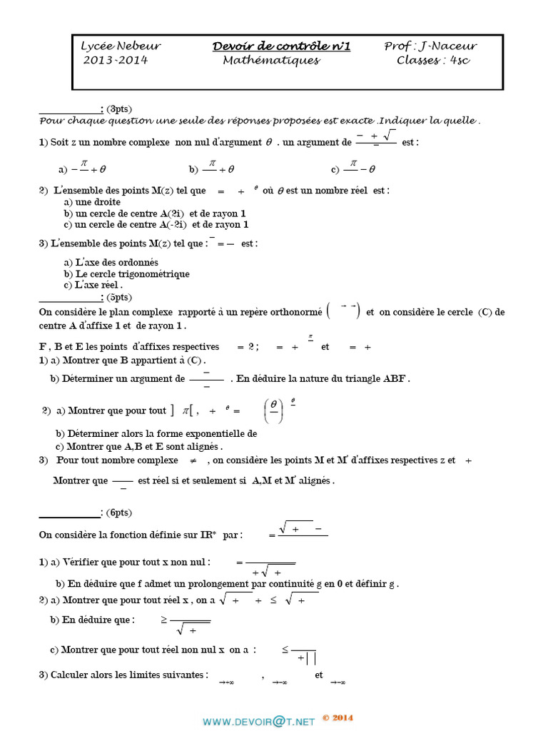 Exercice de mathématiques complexes et suites | PDF | Nombre complexe ...