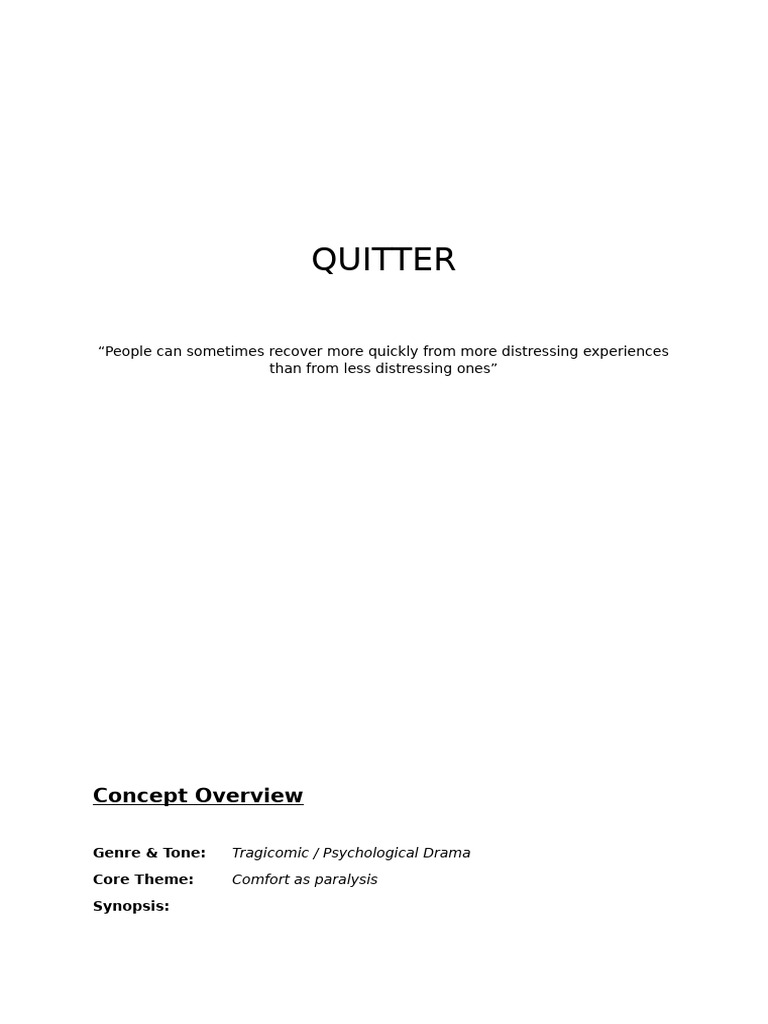 "QUITTER: A Tragicomic Psychological Drama" | PDF