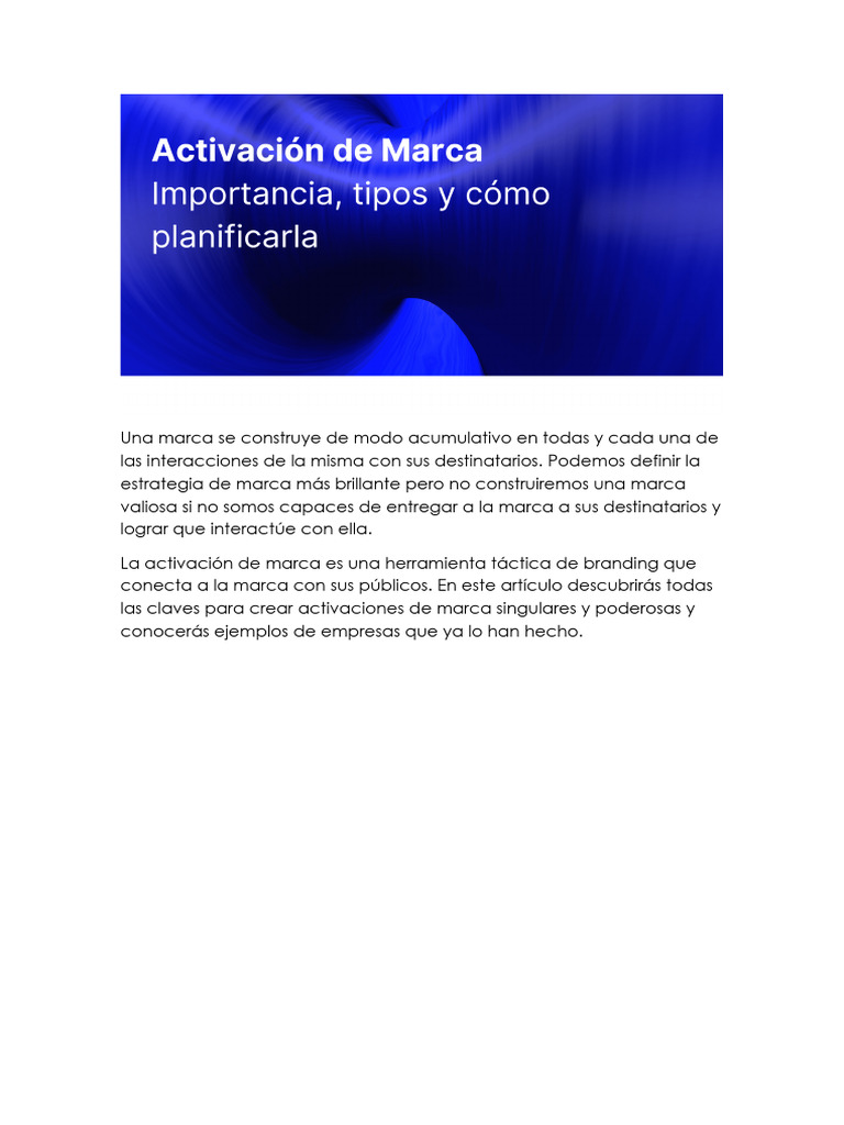 Claves para la Activación de Marca | PDF | Marca | Experiencia