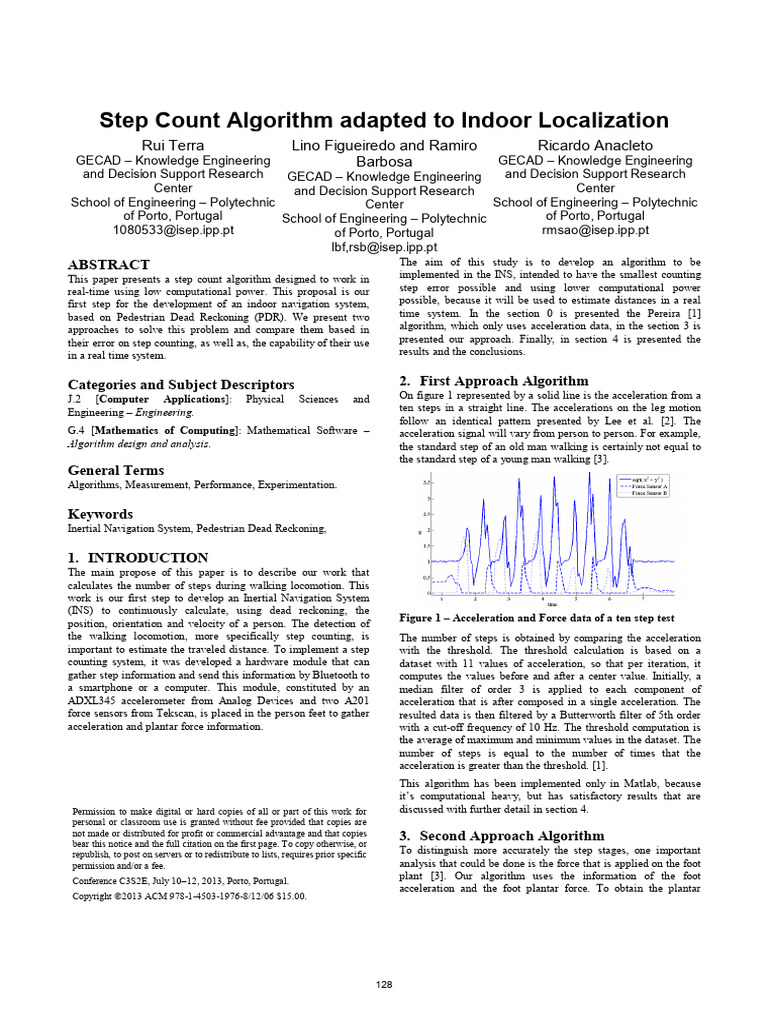 Step Count Algorithm Adapted to in Door Localization | PDF | Inertial Navigation System ...