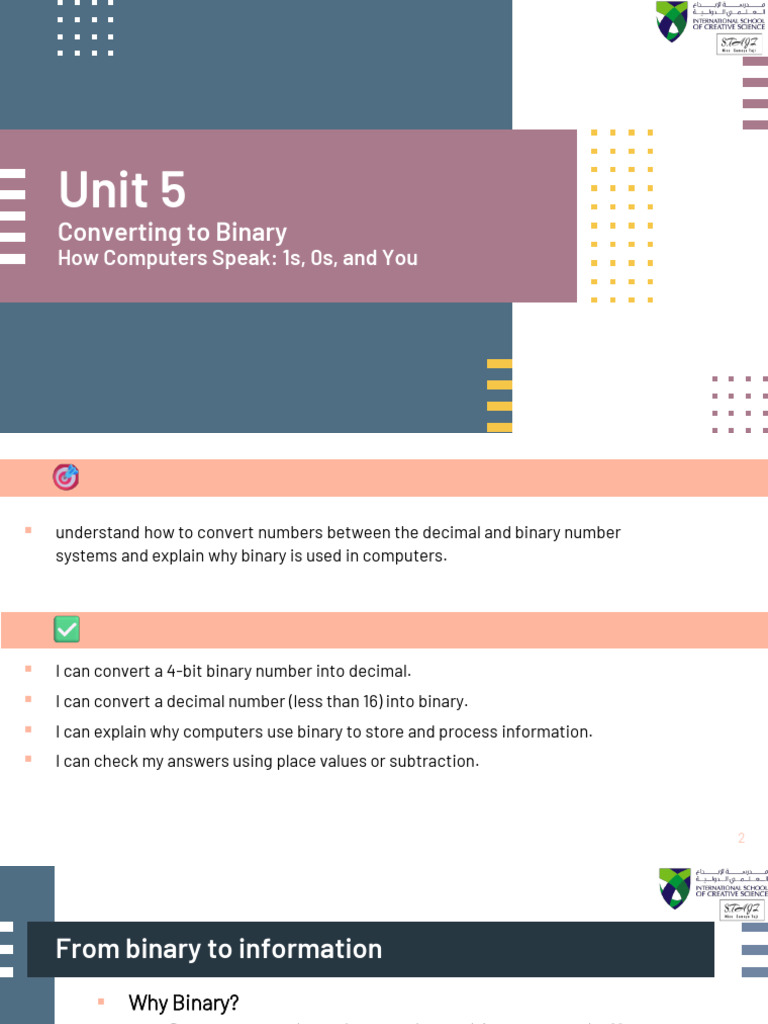 Gr.6 - Term 3 - CS - Unit 4 - Convert to Binary - Lesson 02 | PDF ...