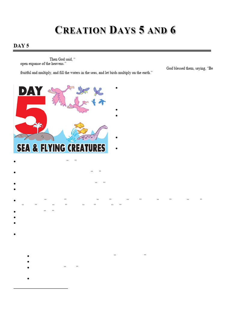 Week 7 Creation Days 5 and 6 | PDF | Genesis Creation Narrative | Ruminant